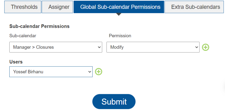‘Global sub-calendar permissions' and the 'Extra Sub-Calendars' - Team2Book!